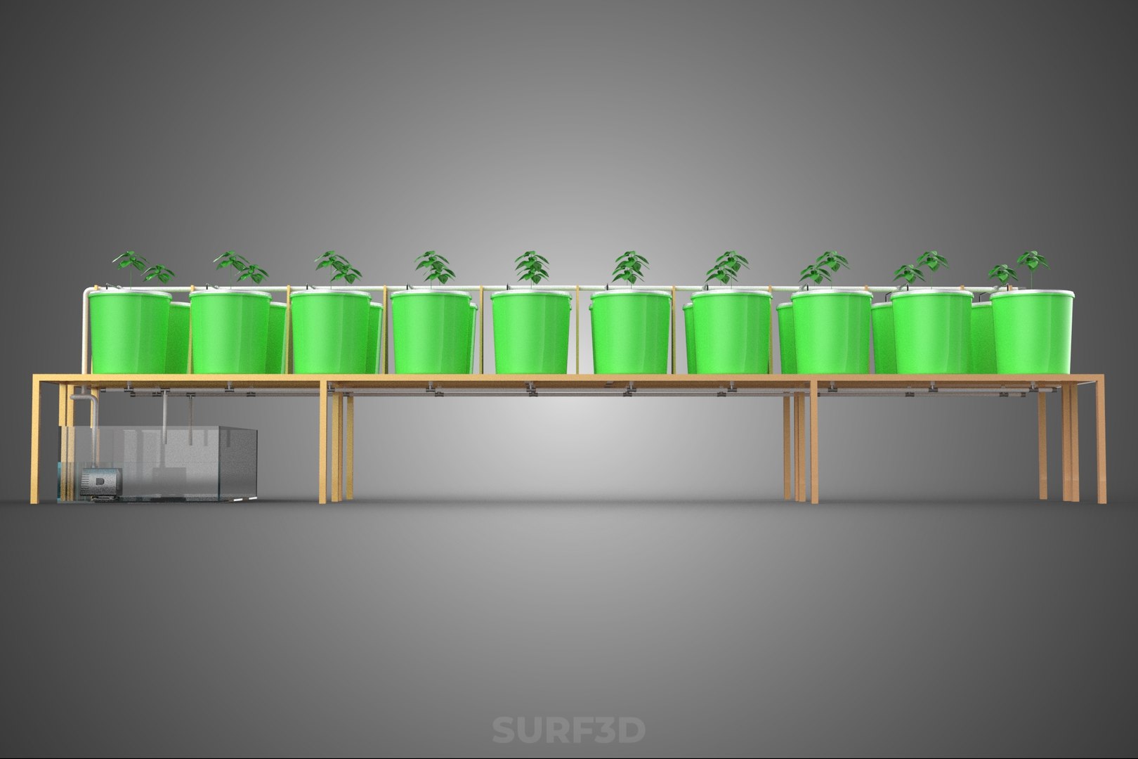 ARRAY BATO DUTCH BUCKET SYSTEM PLANT AEROPONICS HYDROPONICS POTS 3D ...