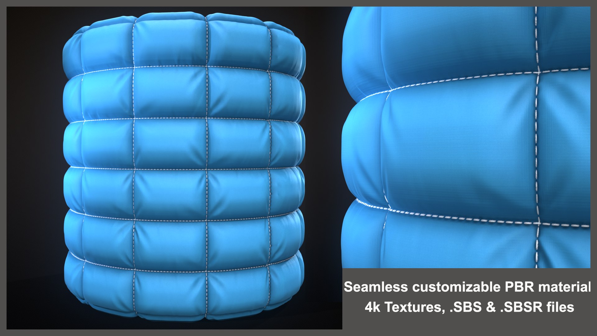 3D Soft Stitched Wall Seamless Customizable PBR Material Textures ...