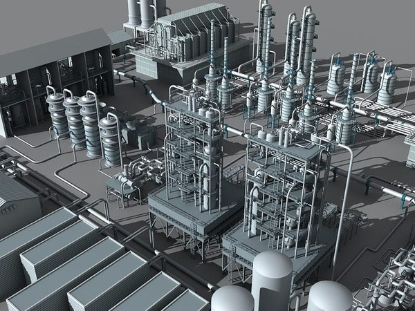 refineries industrial 3d model