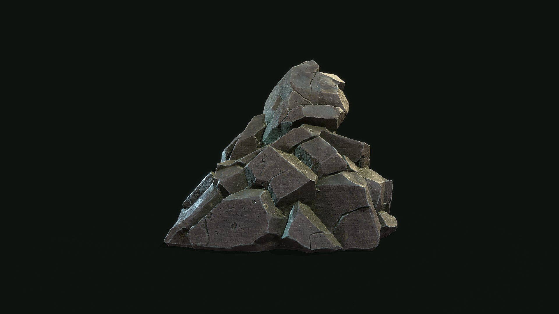 3D Model Stylized Gray Stone Moss 1 - TurboSquid 2135100