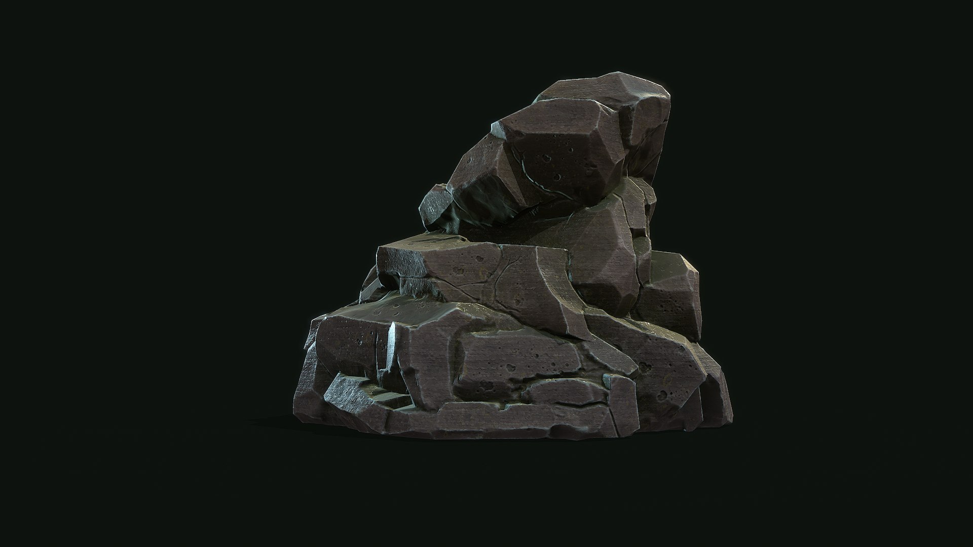3D Model Stylized Gray Stone Moss 1 - TurboSquid 2135100