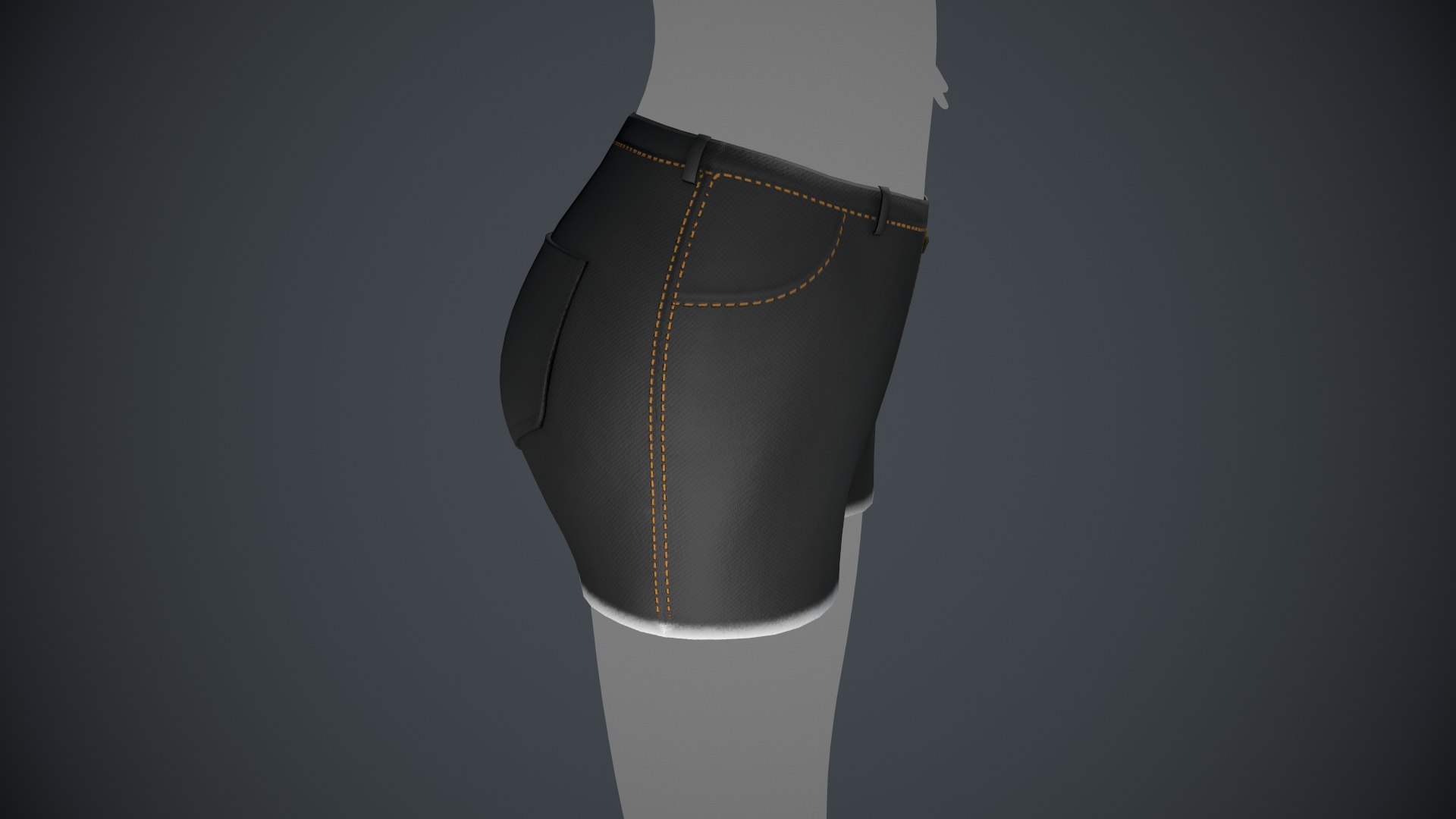3D Female Black Jeans Shorts Model - TurboSquid 1927717