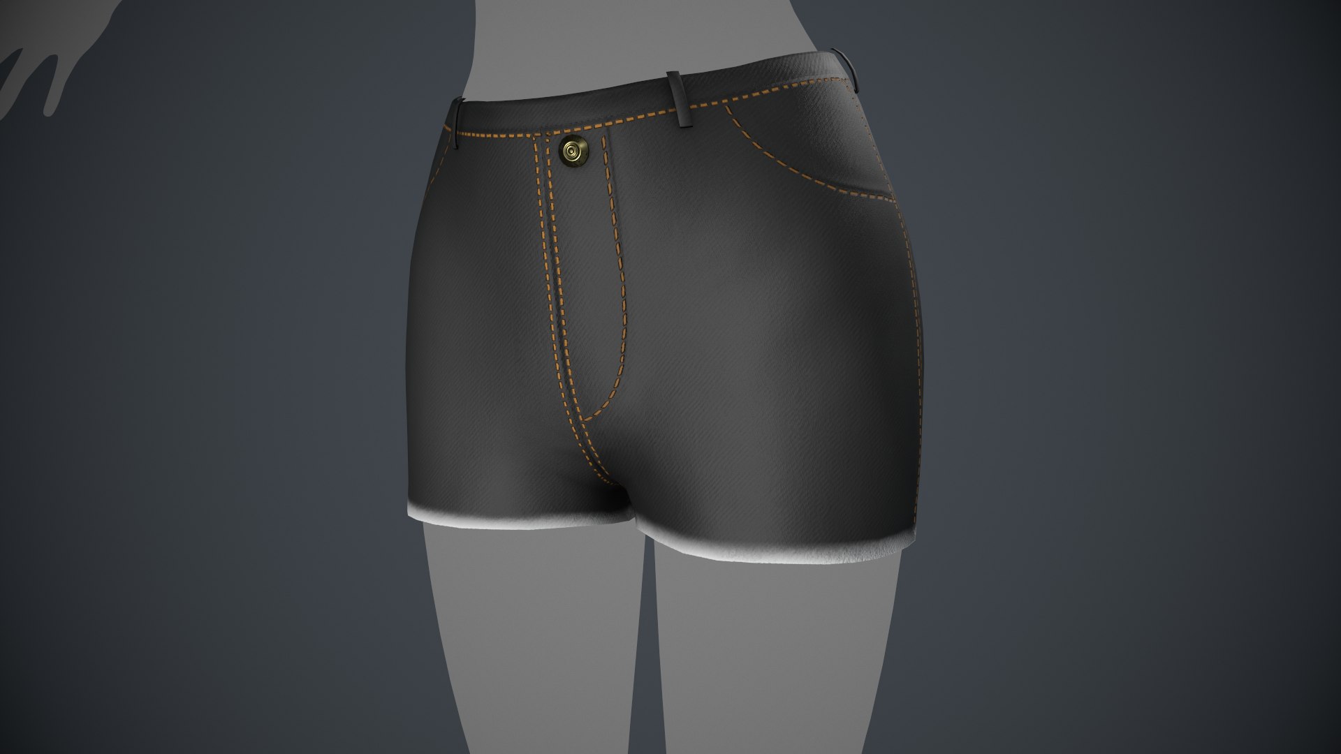3D Female Black Jeans Shorts Model - TurboSquid 1927717