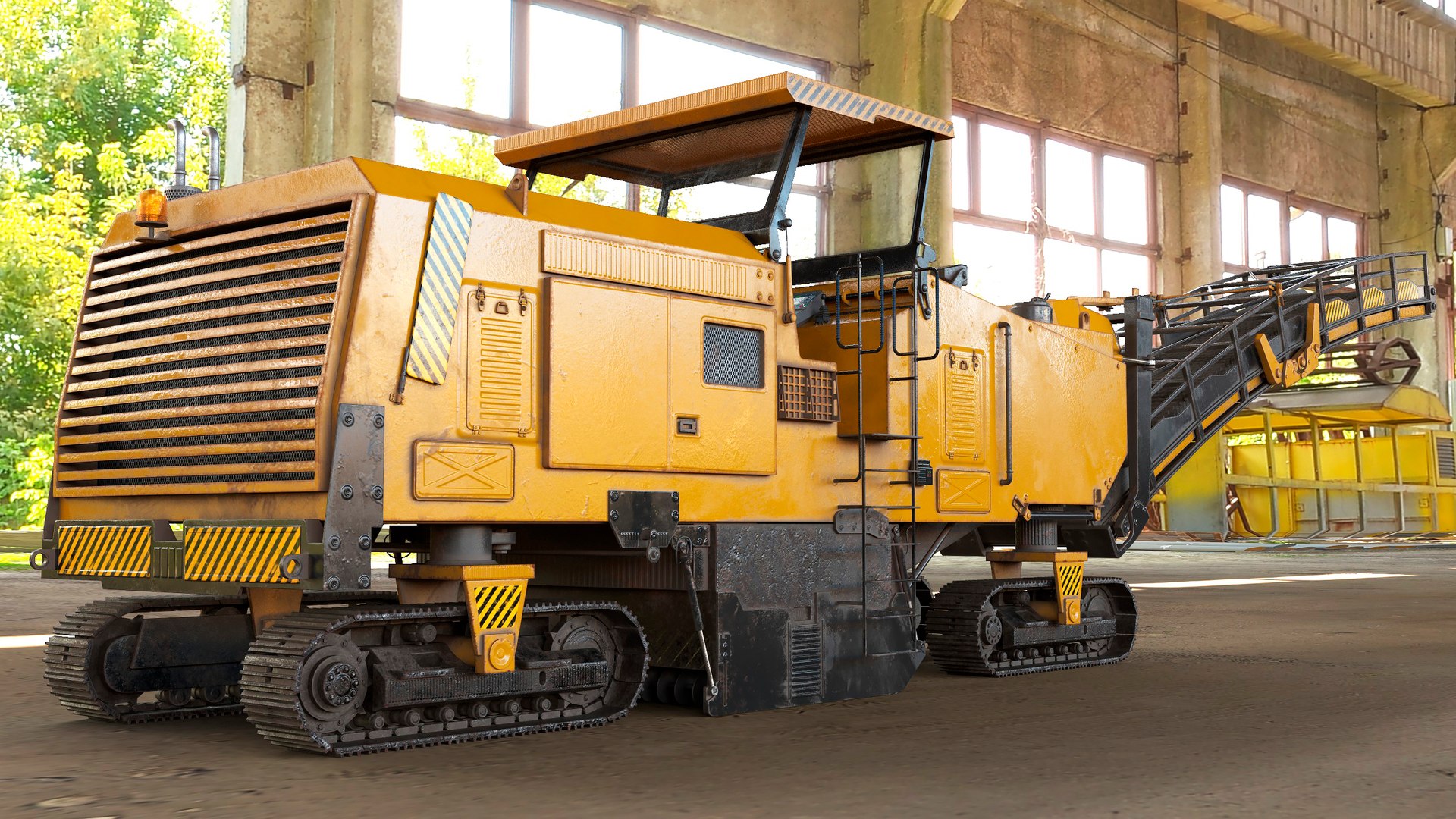 Cold Planer Asphalt Milling Machine PBR 3D Model - TurboSquid 2195536