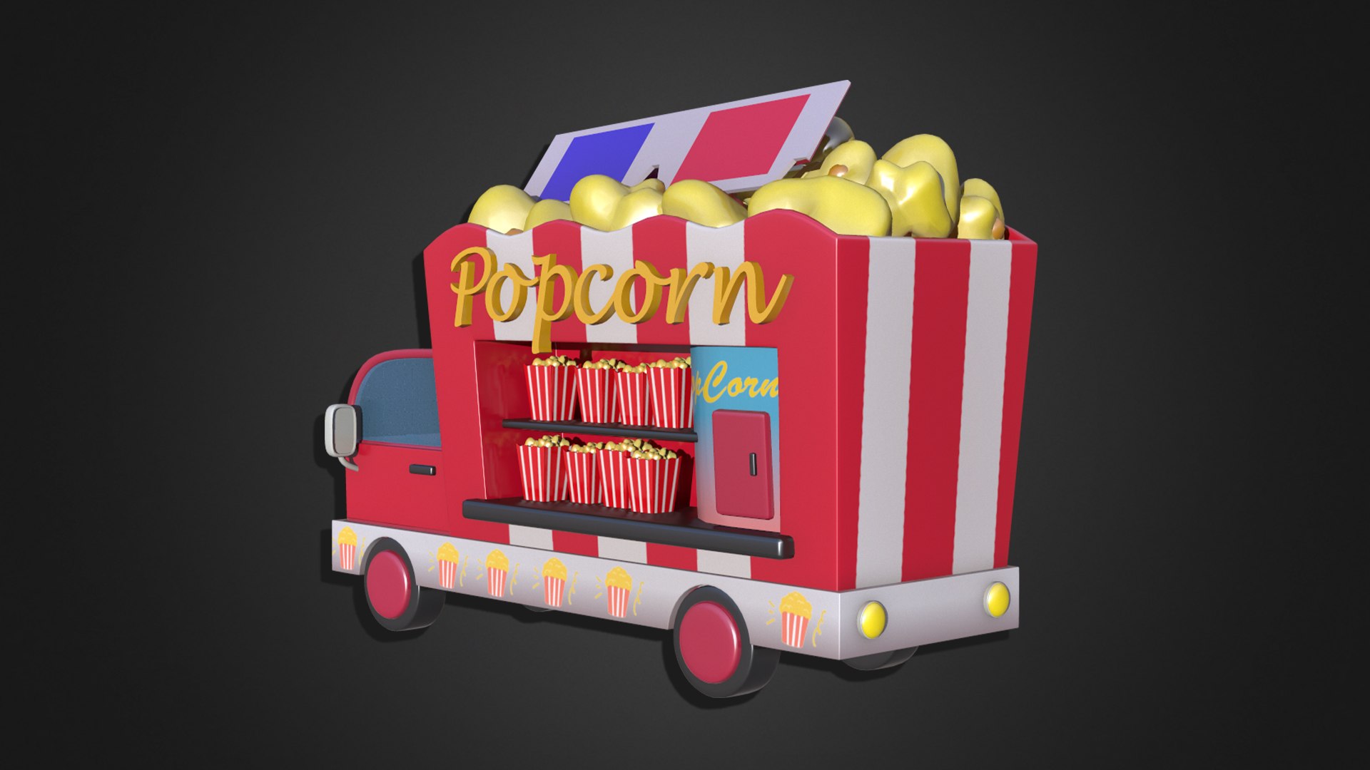 3D Model Asset - Cartoons - Food Car - Popcorn Car - TurboSquid 2158757