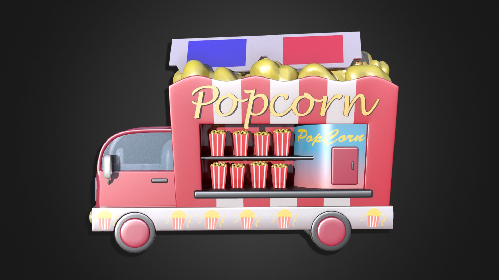 3D Model Asset - Cartoons - Food Car - Popcorn Car - TurboSquid 2158757
