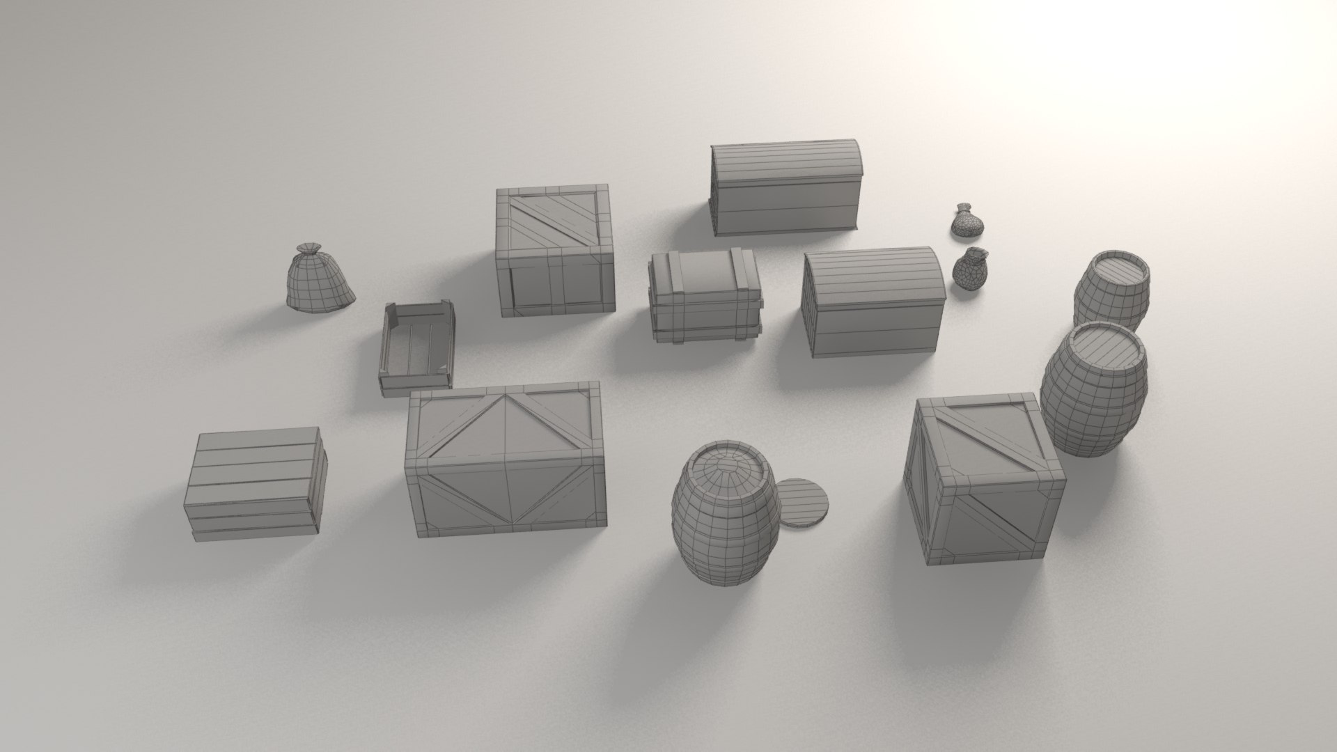 3D Model Containers Boxes Barrels Trunks - TurboSquid 1703169