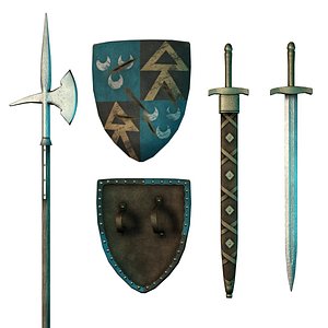 weapons wind halbert lance 3d model