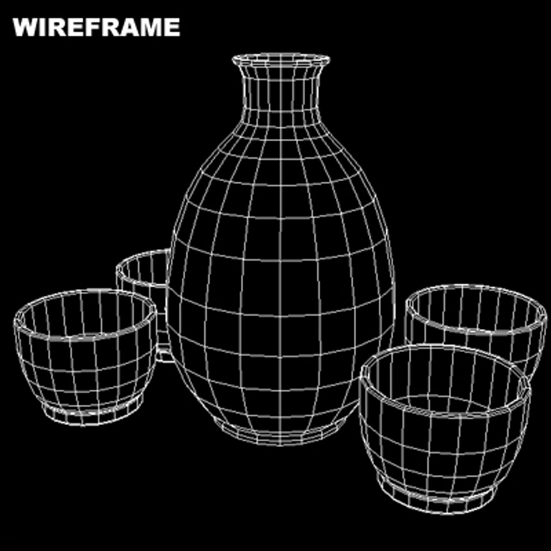 Japanese Sake Set Pot 3d Ma