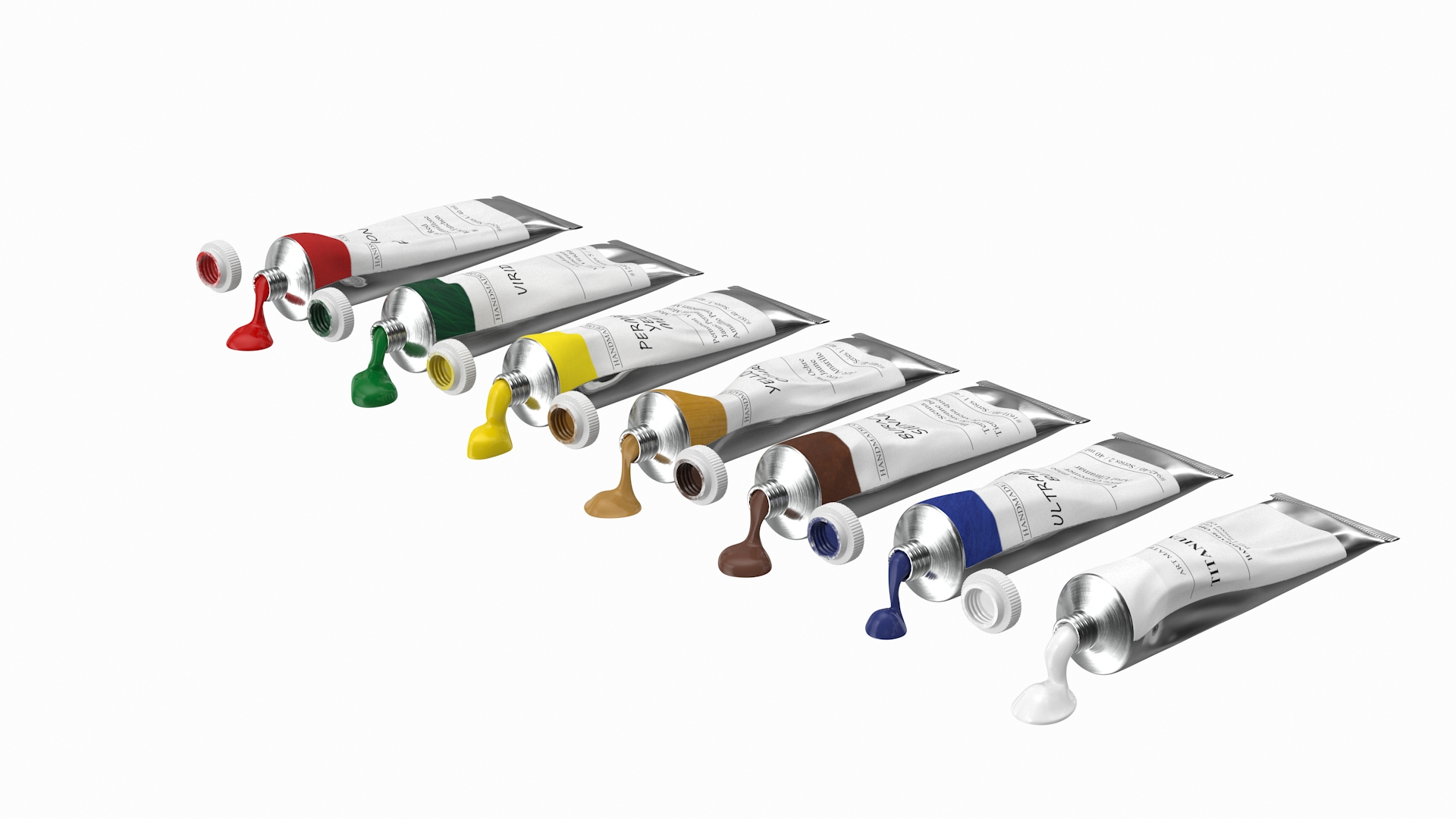 Spilled Oil Paint Tubes Set Model - TurboSquid 1828866