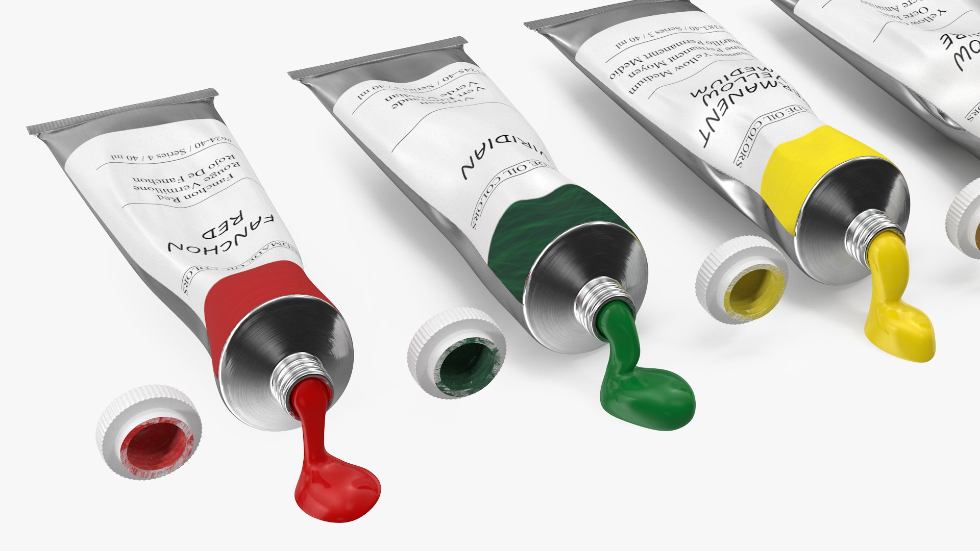 Spilled Oil Paint Tubes Set model - TurboSquid 1828866