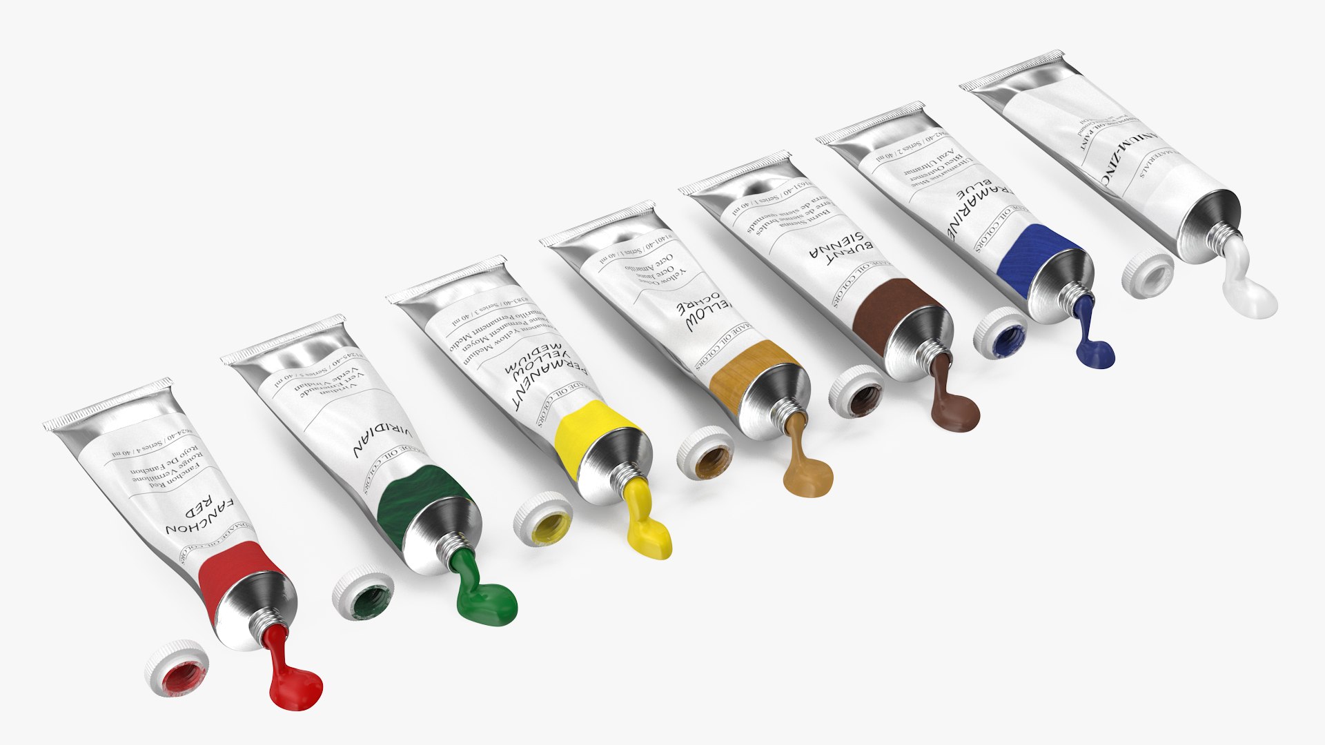 Spilled Oil Paint Tubes Set Model - TurboSquid 1828866