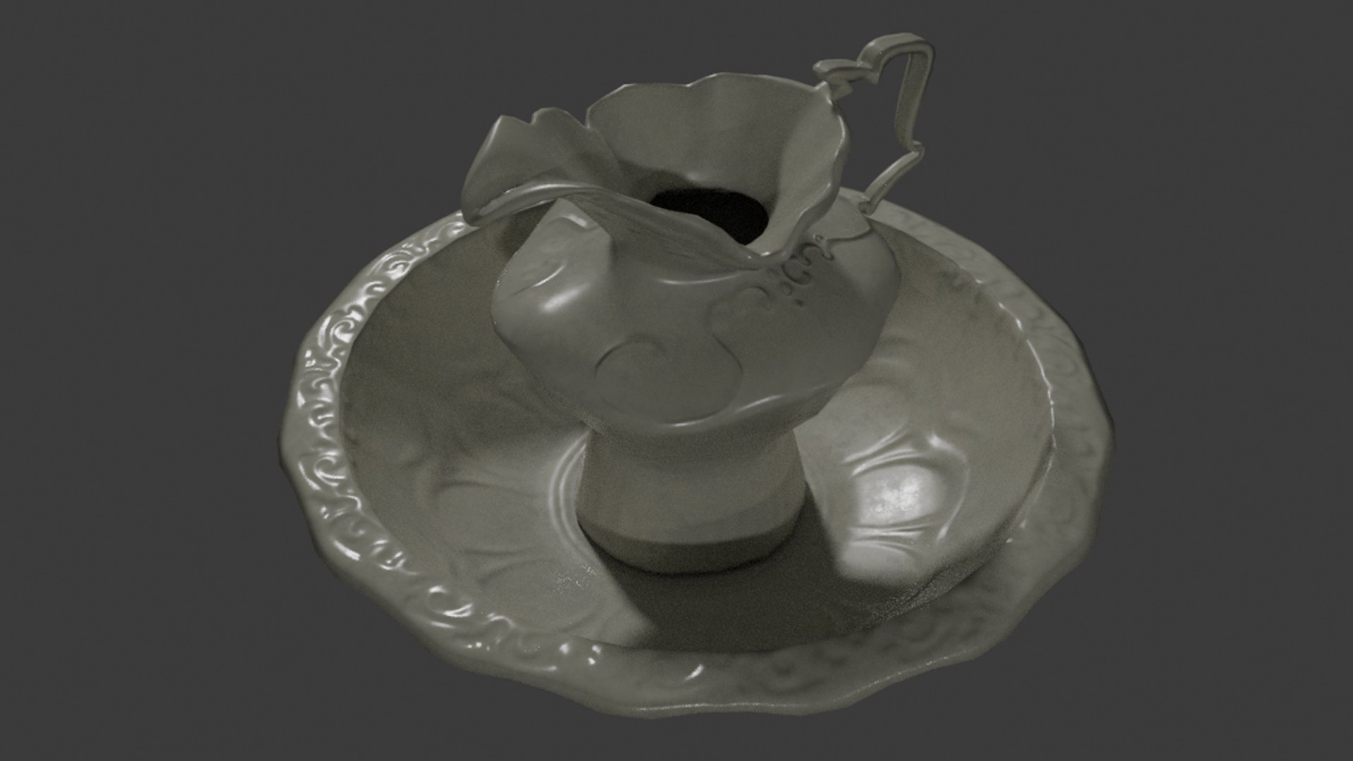 Free 3D Vintage Pottery Pitcher And Wash Basin - TurboSquid 2517398