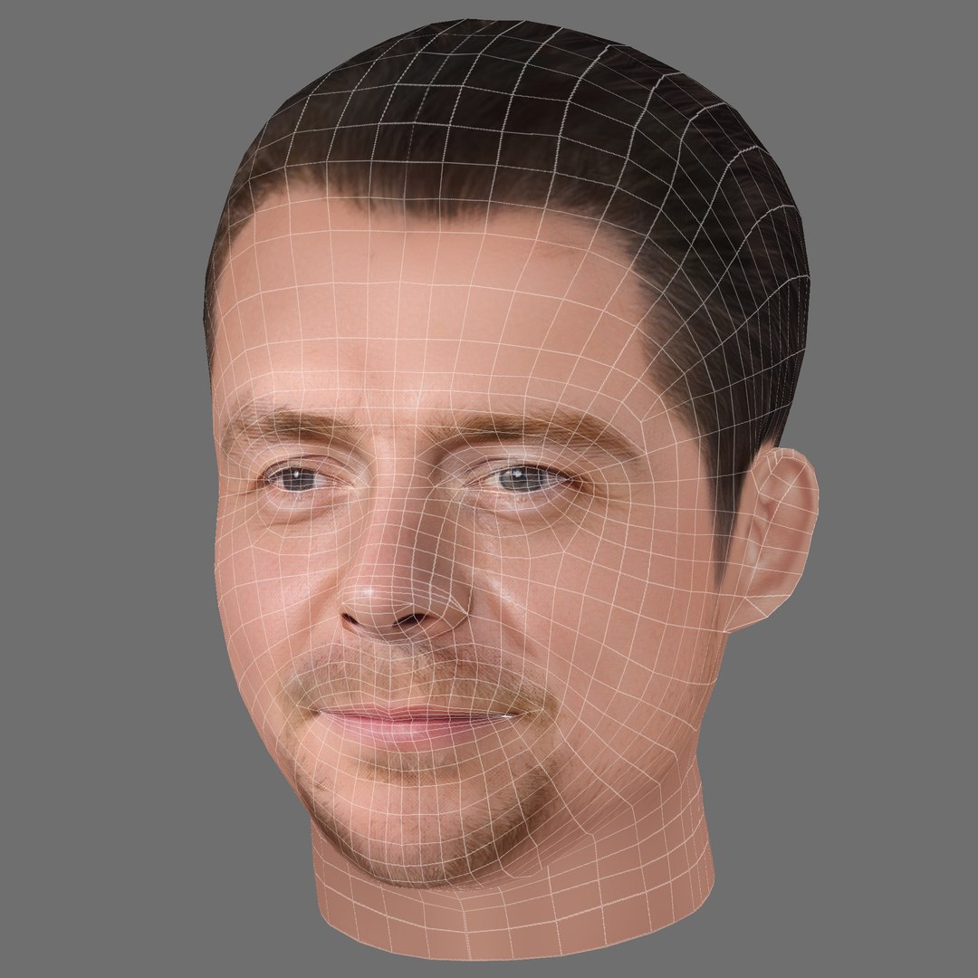 3D Model Simon Pegg Head - Low Poly Head For Game - TurboSquid 2297007
