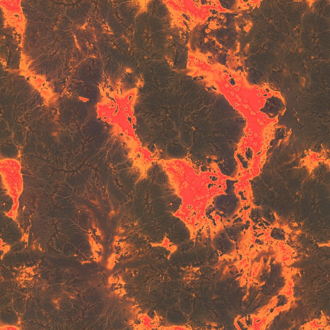 16k Lava Mountain Field Seamless Height Map And 3D Terrain 3D Model ...