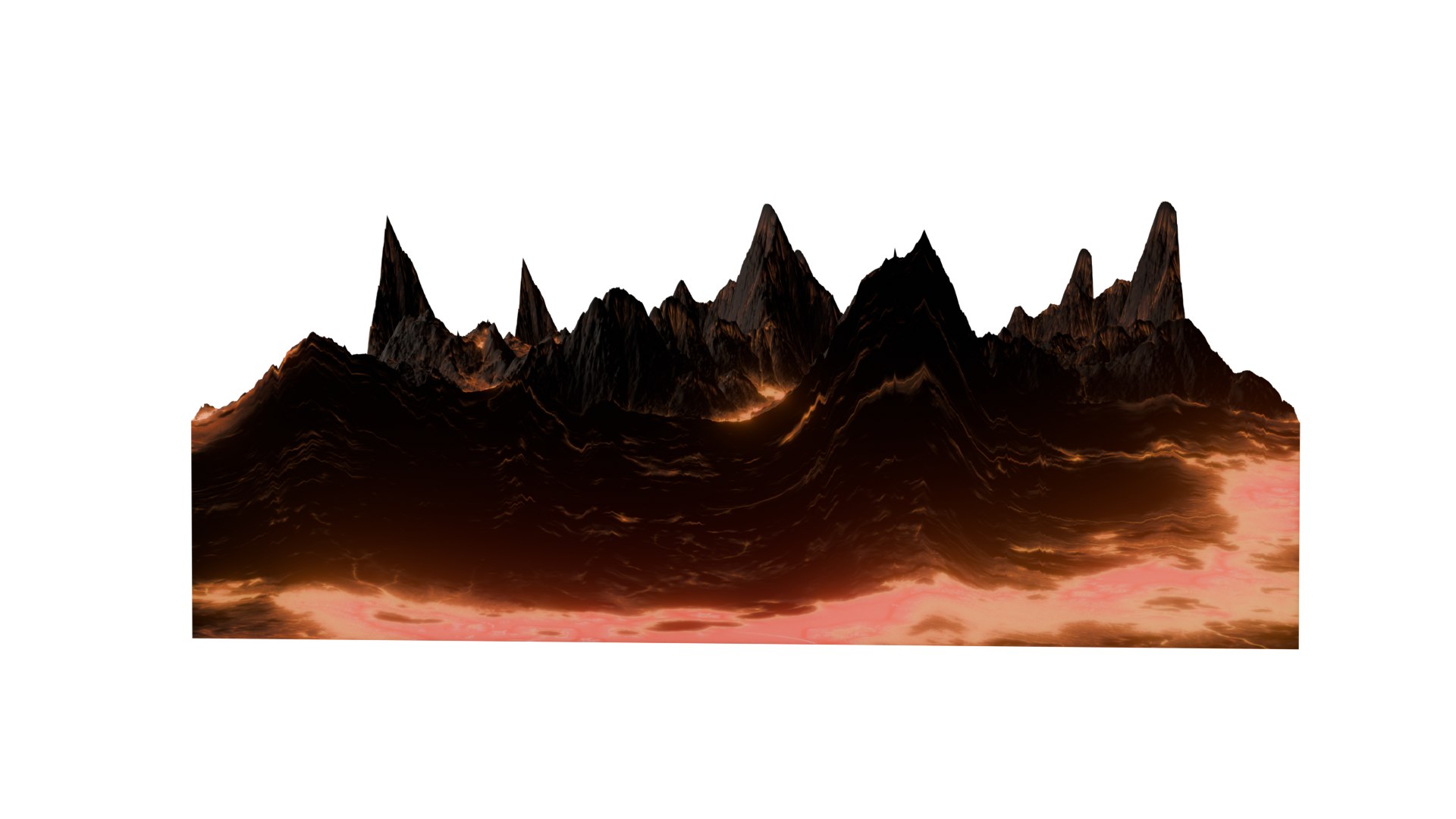 16k Lava Mountain Field Seamless Height Map And 3D Terrain 3D Model ...