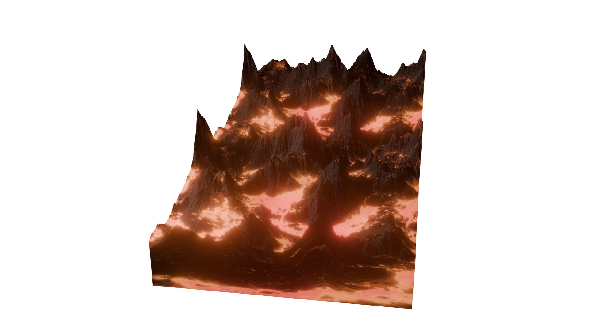 16k Lava Mountain Field Seamless Height Map And 3D Terrain 3D Model ...