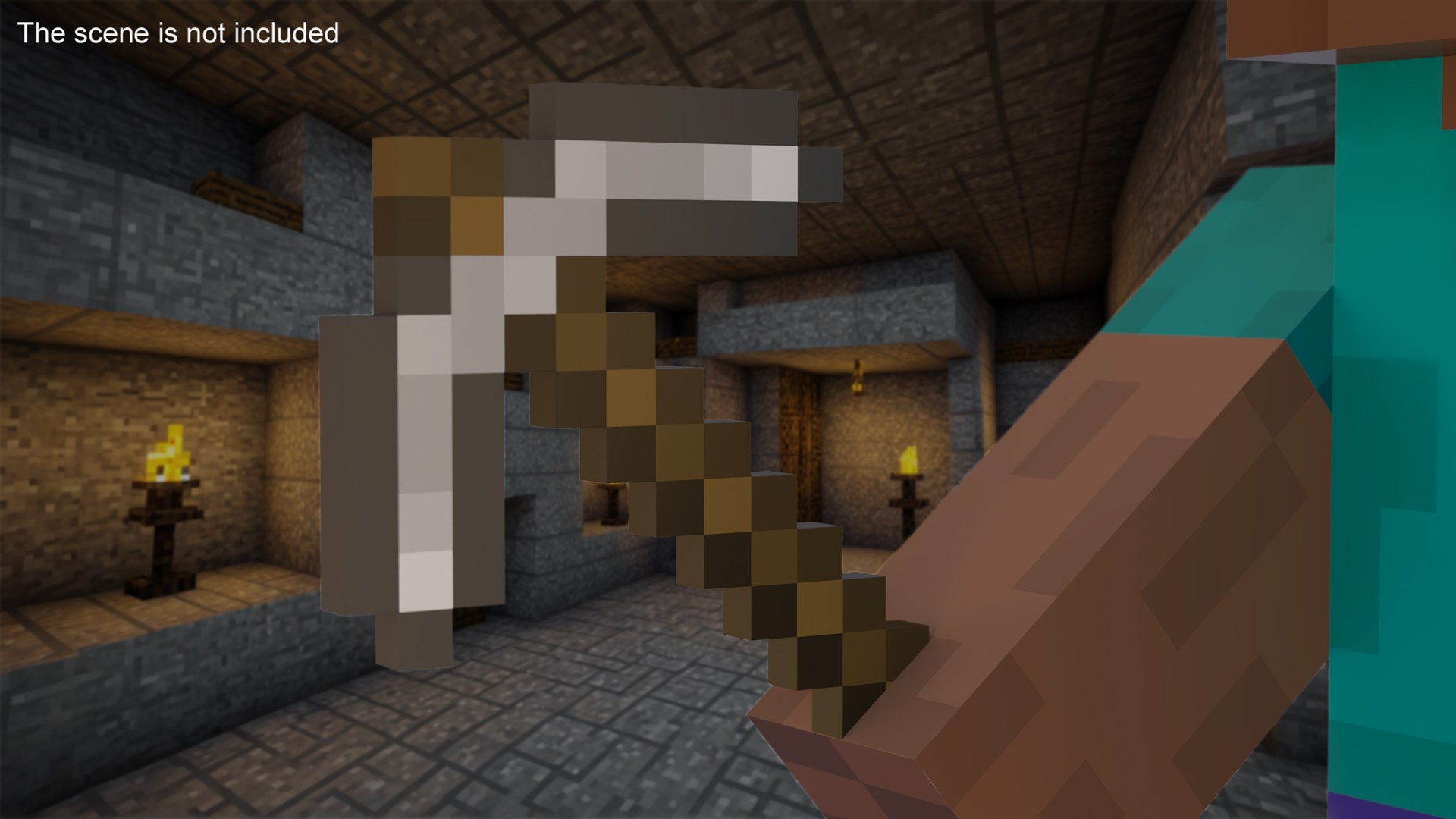 3D Minecraft Iron Pickaxe - TurboSquid 2292900