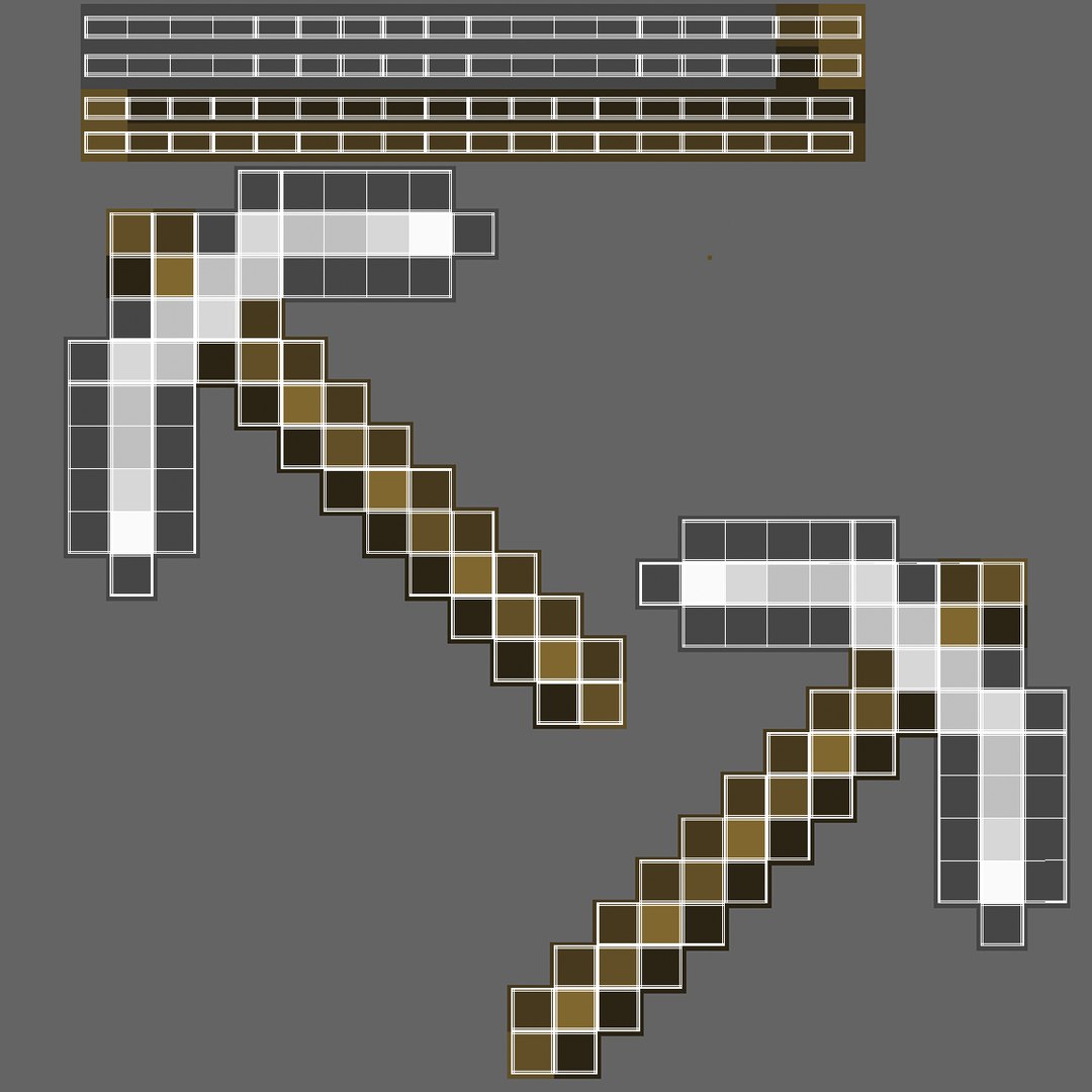 3D Minecraft Iron Pickaxe - TurboSquid 2292900