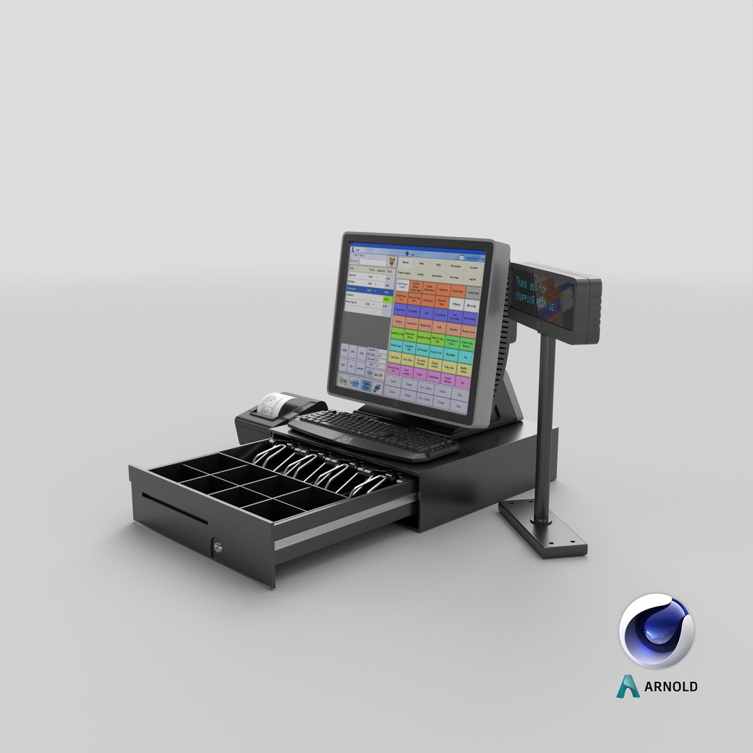 3D HP Cash Register With Receipt Printer - TurboSquid 1974298
