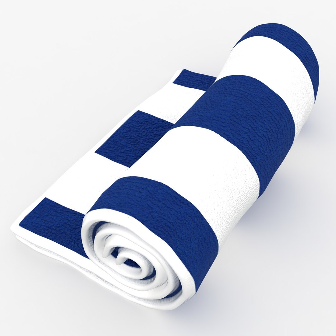 3d towel roll open blue model