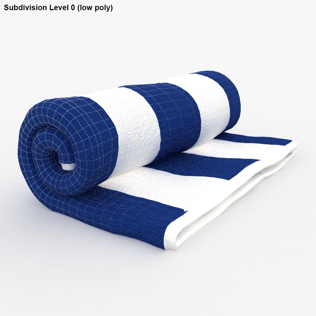 3d towel roll open blue model