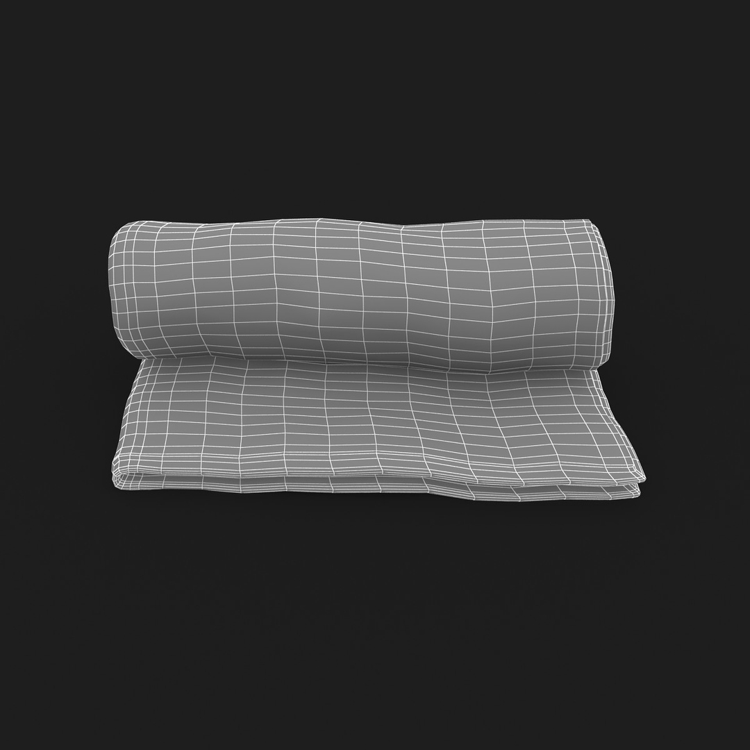 3d towel roll open blue model