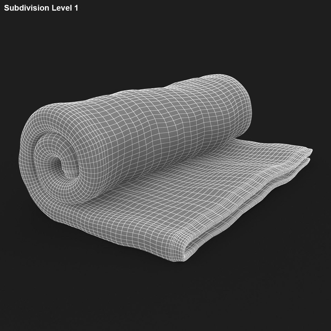 3d towel roll open blue model