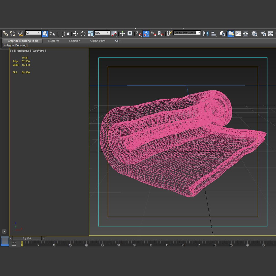 3d towel roll open blue model