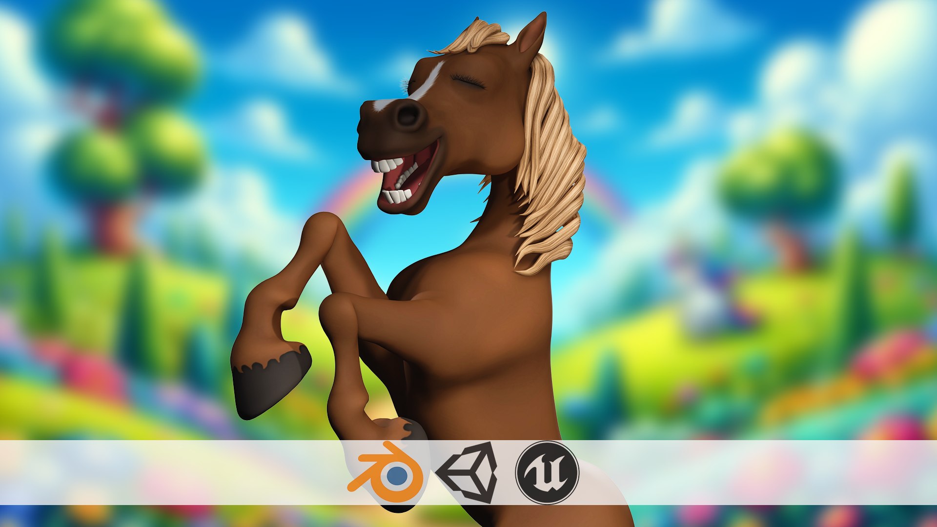 3D model Happy toon Hooves Cartoon Horse 3D Model Low-poly 3D model ...