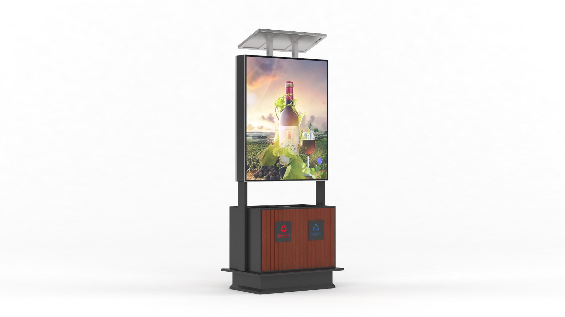 3D Model Outdoor Advertising Light Box With Trash Bin - TurboSquid 1803005