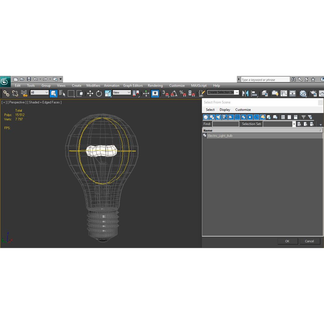 3d electric light bulb illuminated