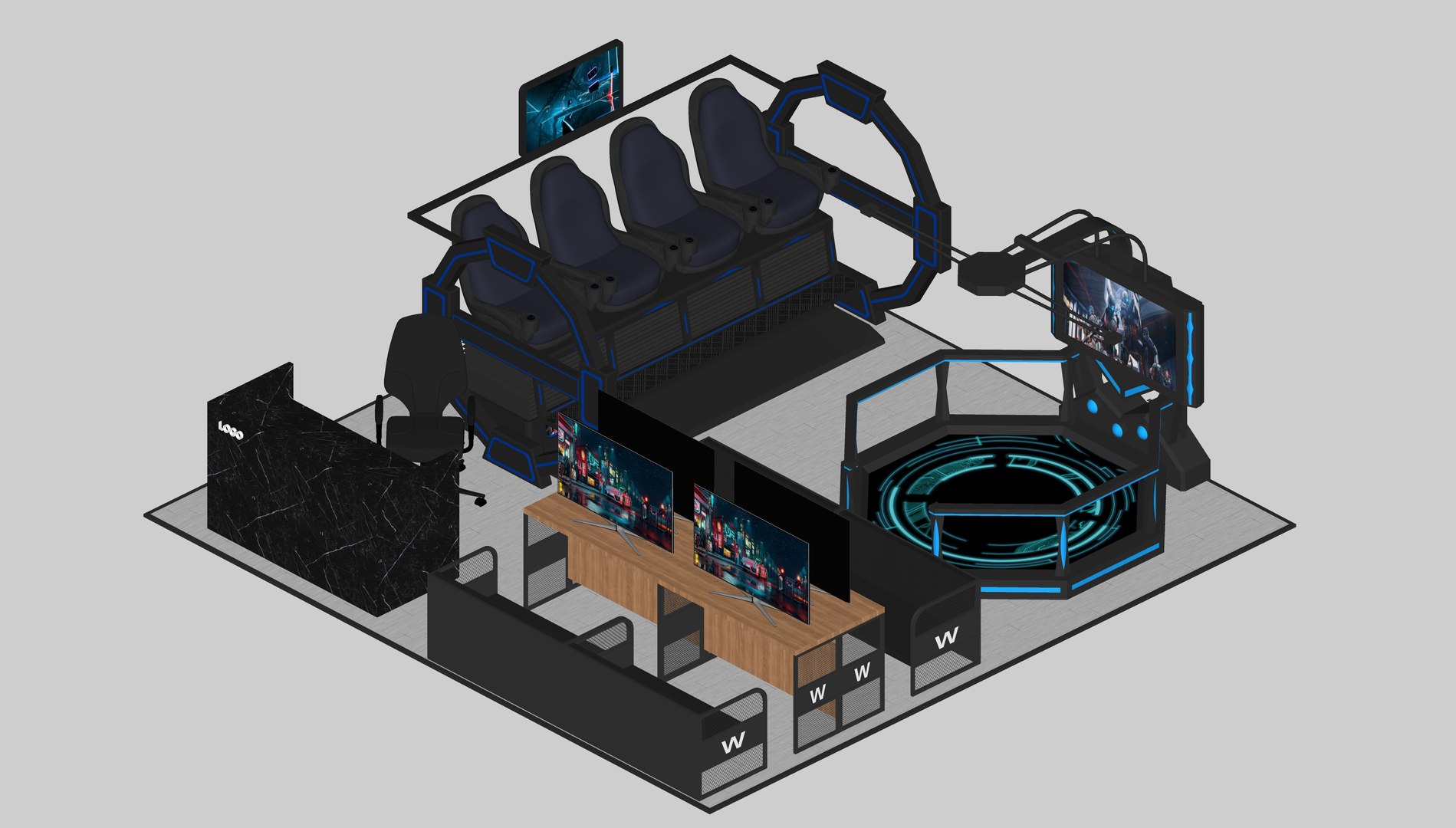 Gaming City Game Hall Card Seat Model - TurboSquid 2156278