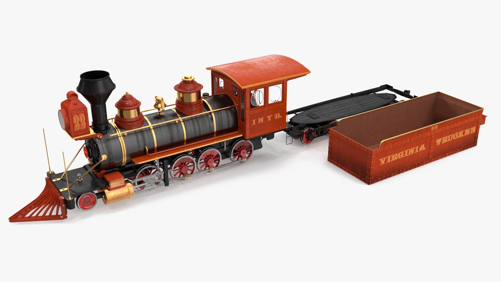 3D Model Steam Locomotive With Coal Wagon - TurboSquid 2161887