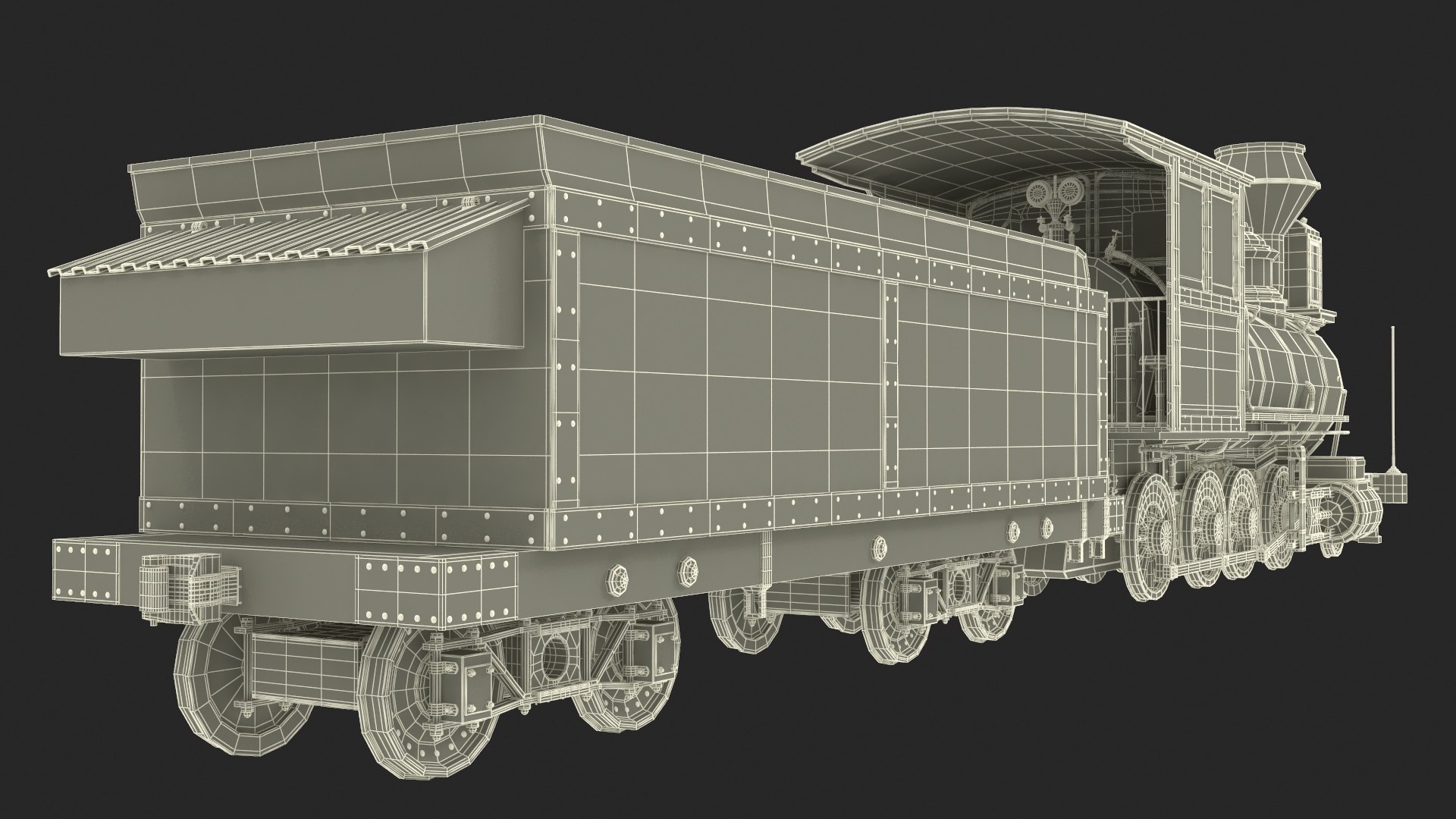 3D model Steam Locomotive With Coal Wagon - TurboSquid 2161887