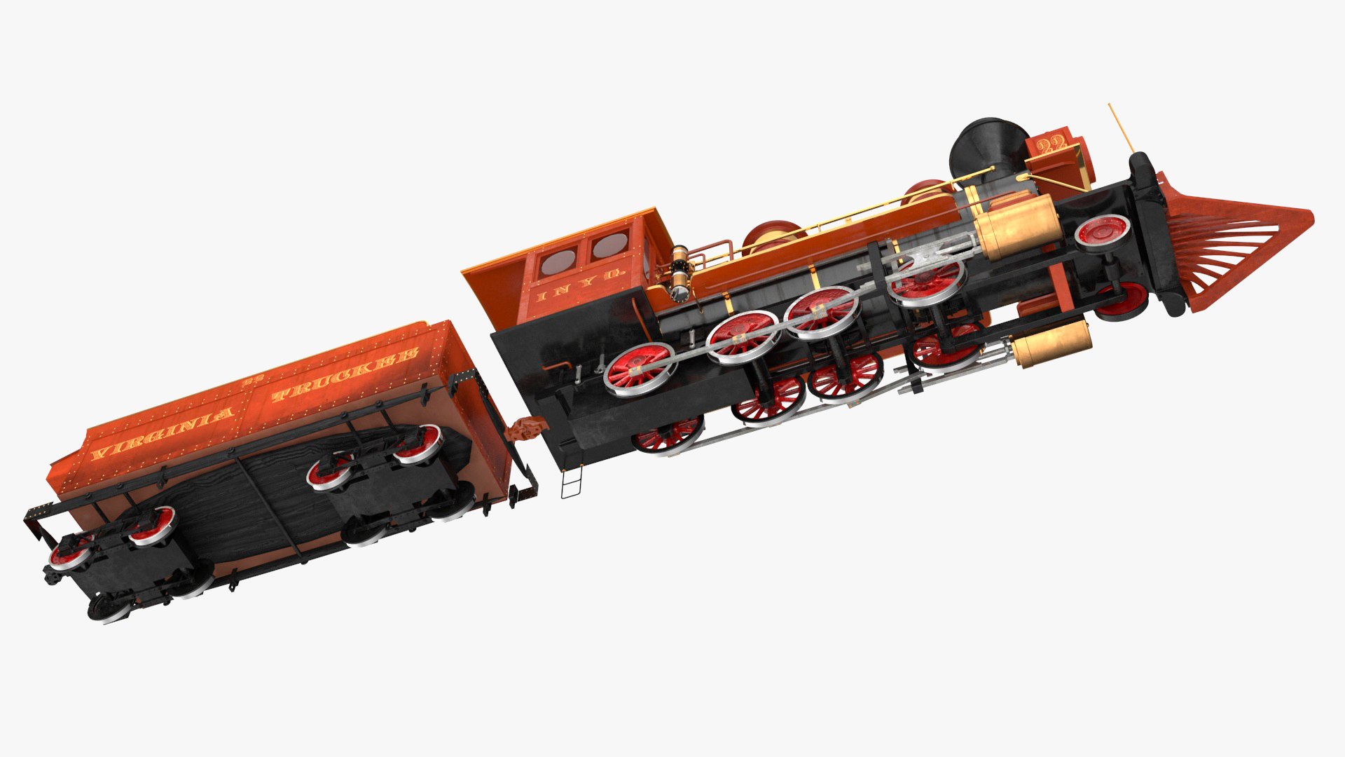 3D Model Steam Locomotive With Coal Wagon - TurboSquid 2161887