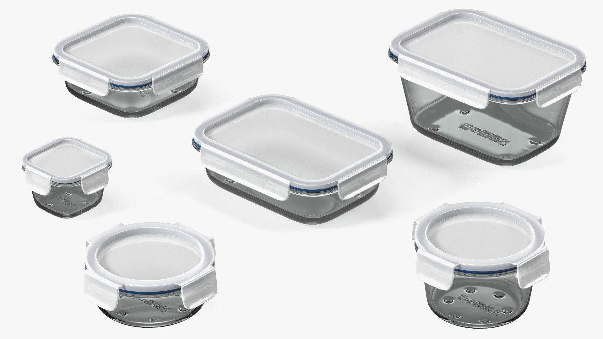 3D Glass Clip Lock Food Storage Container Set model - TurboSquid 1738086