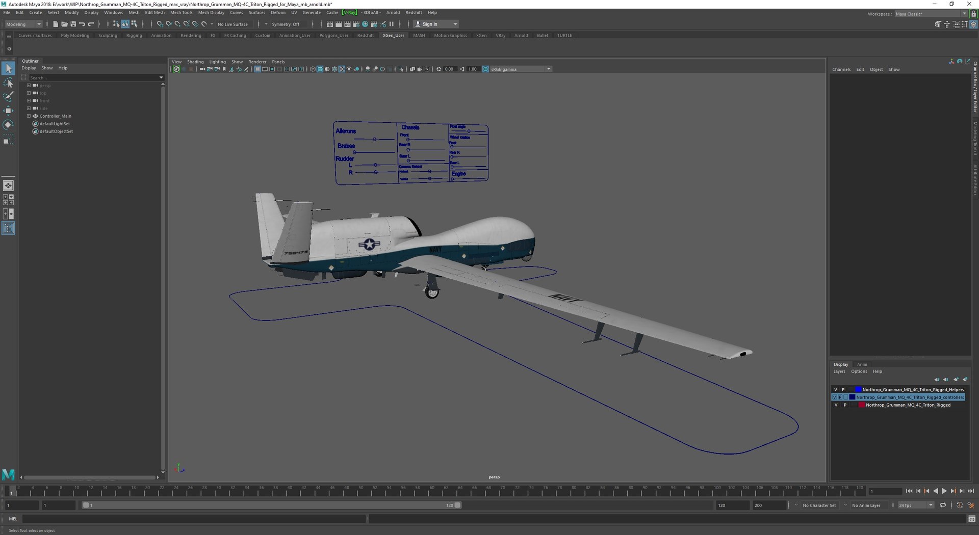 3D Northrop Grumman MQ-4C Triton Rigged For Maya - TurboSquid 2381771