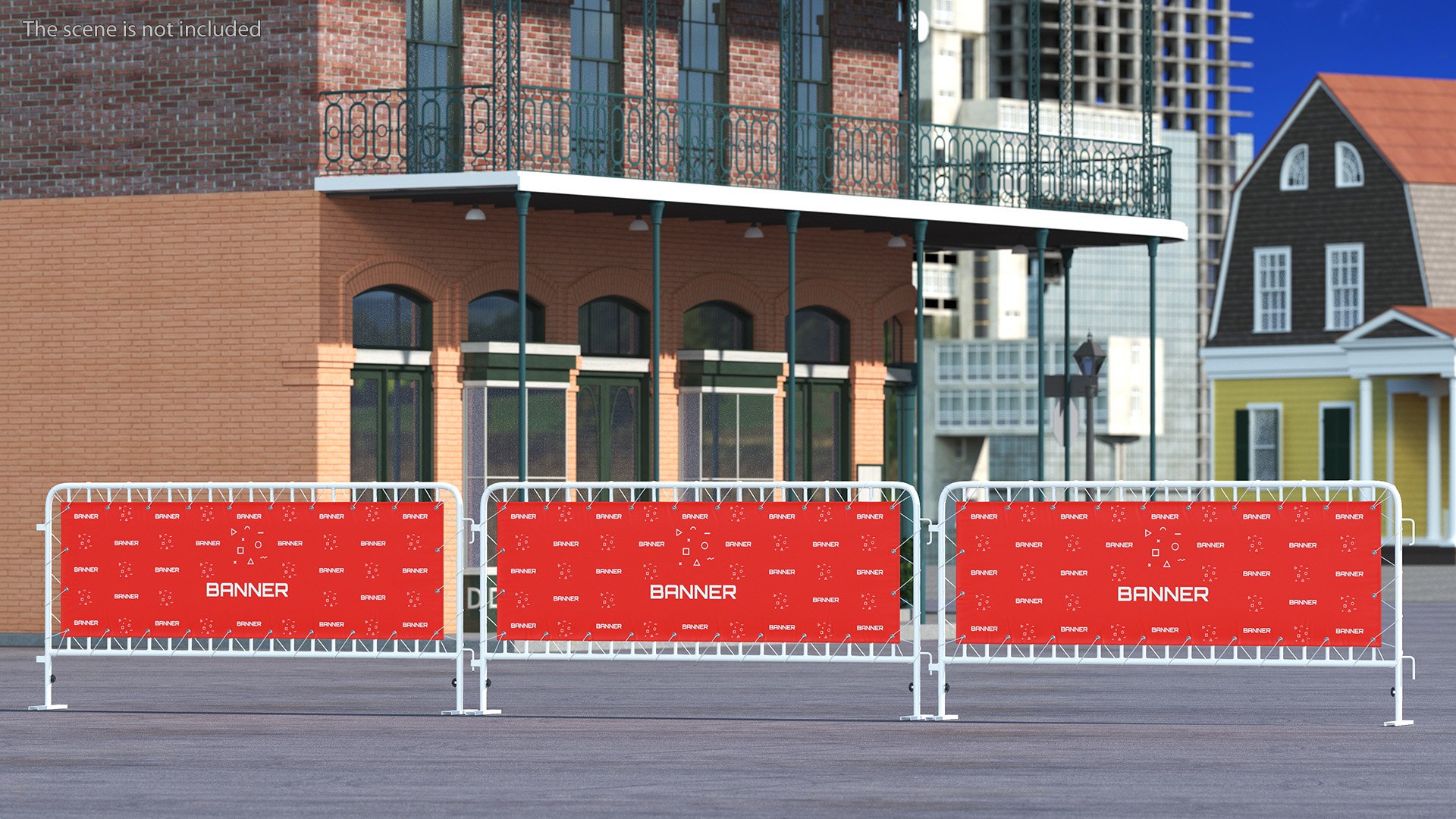 Crowd Control White Barricade Fence Banner 3D Model - TurboSquid 2104178