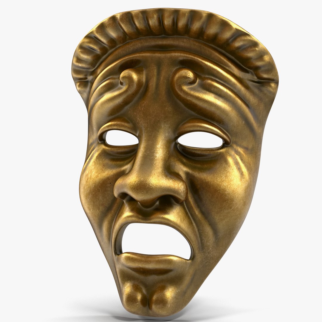3d theatre tragedy mask model