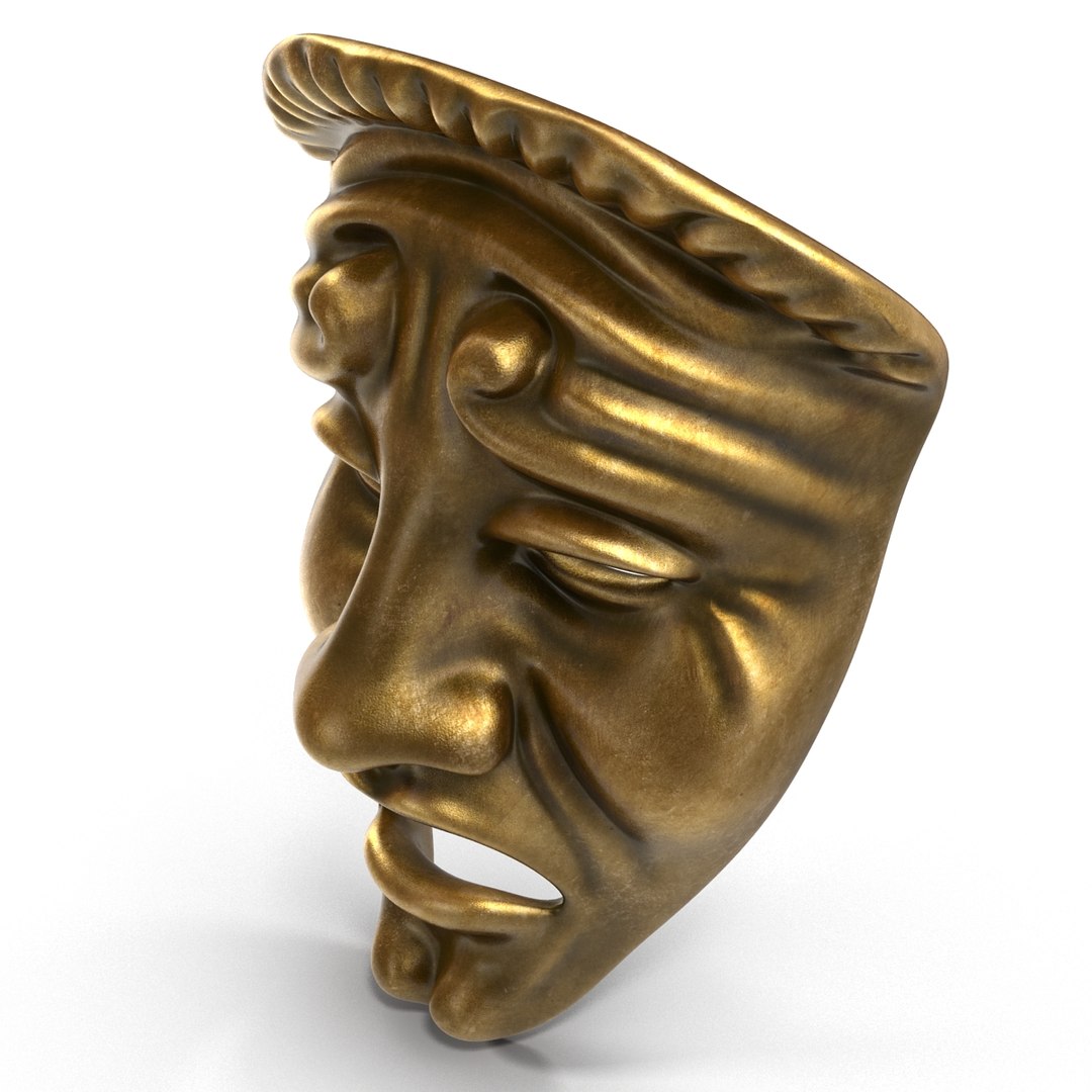 3d theatre tragedy mask model