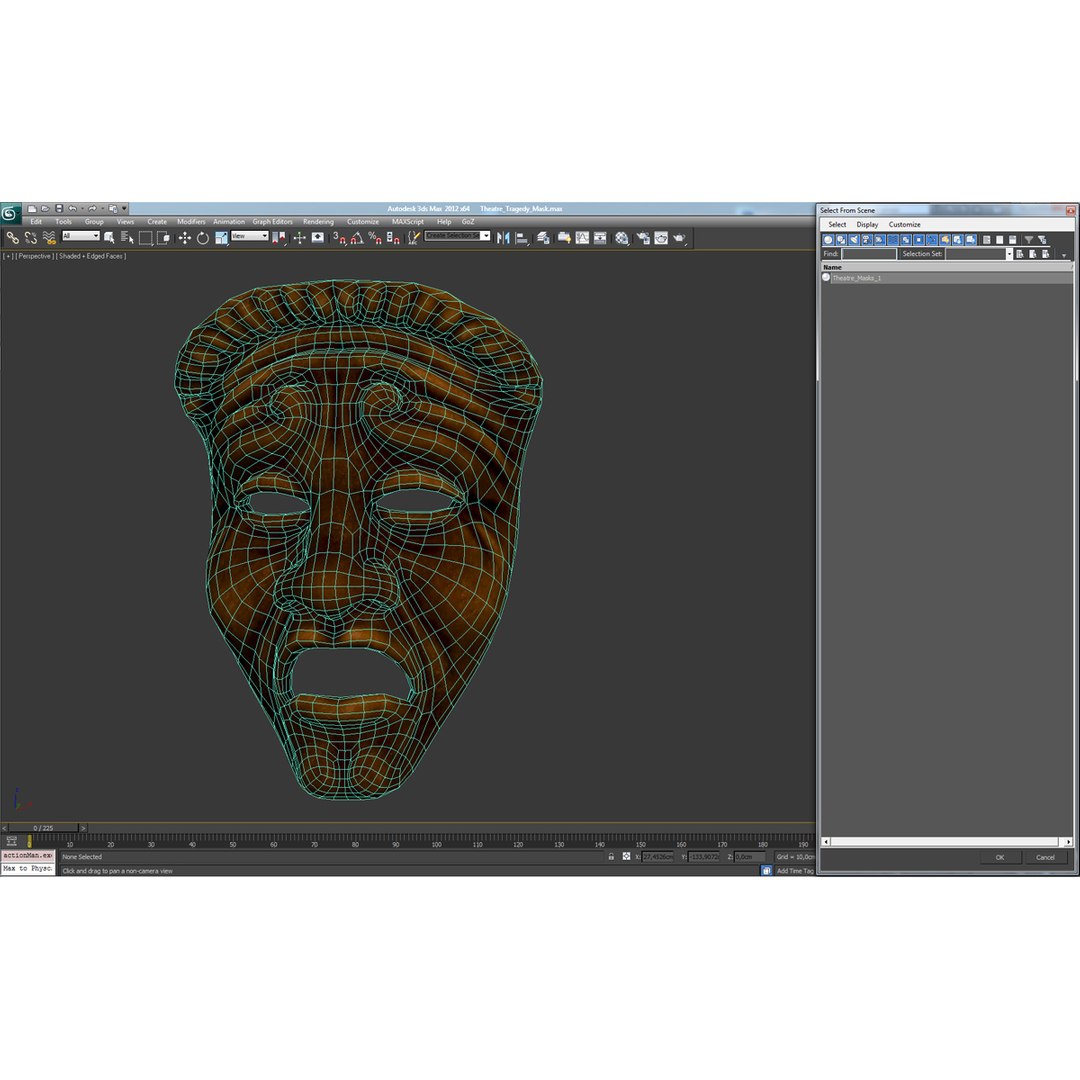 3d theatre tragedy mask model