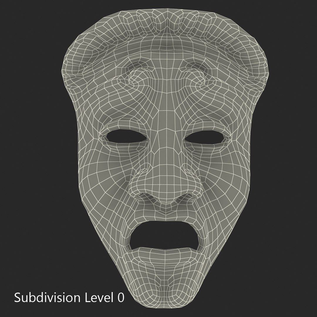 3d theatre tragedy mask model