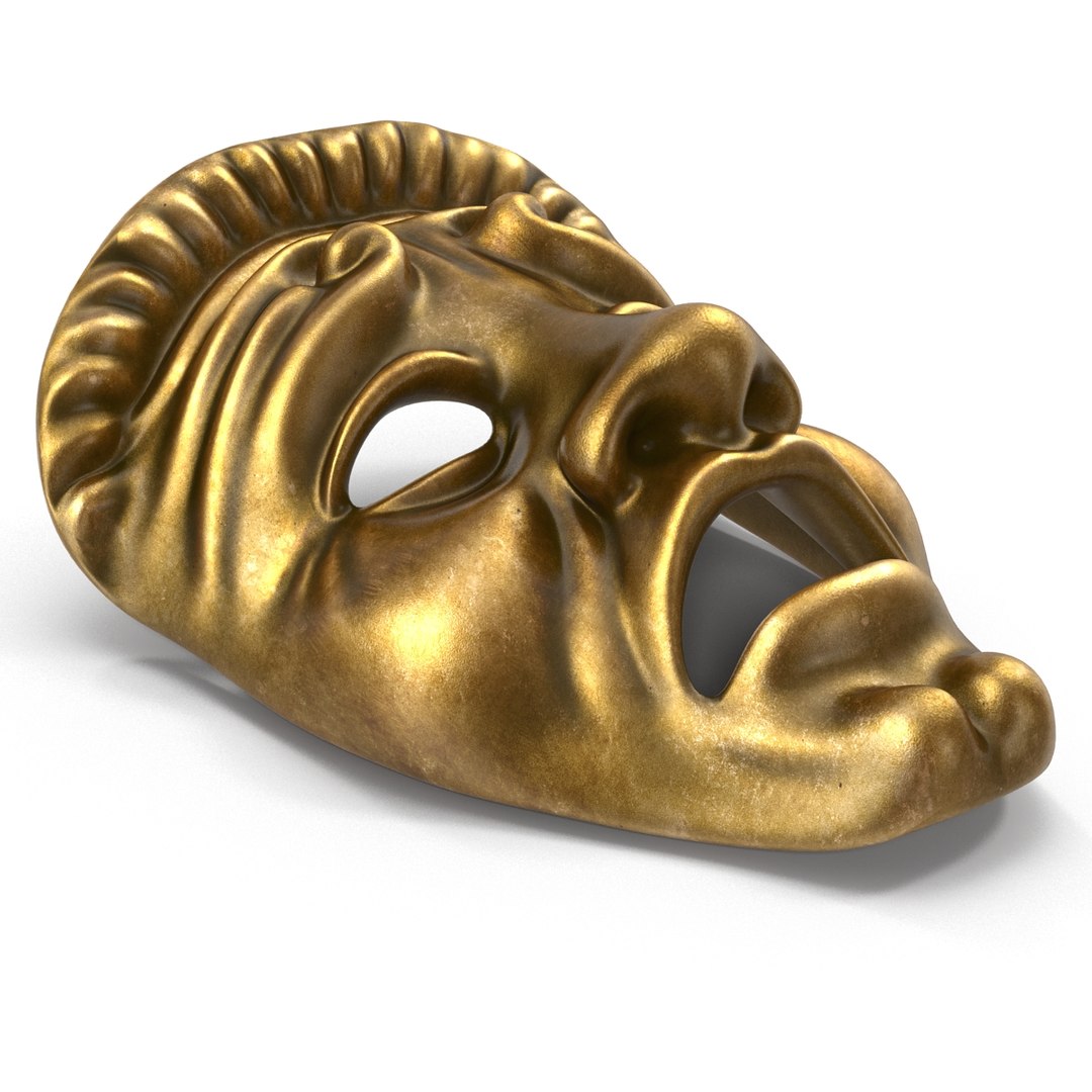 3d theatre tragedy mask model