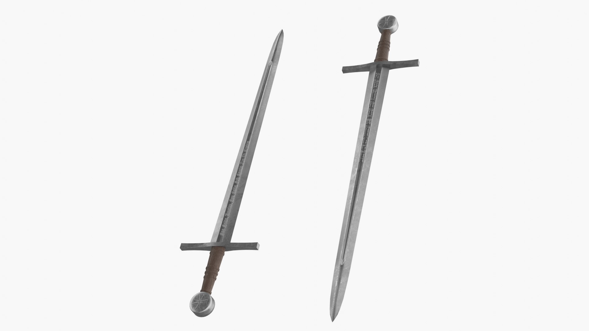 3D Model Game-Ready Crusader Sword - Exquisite Sword With Engravings ...