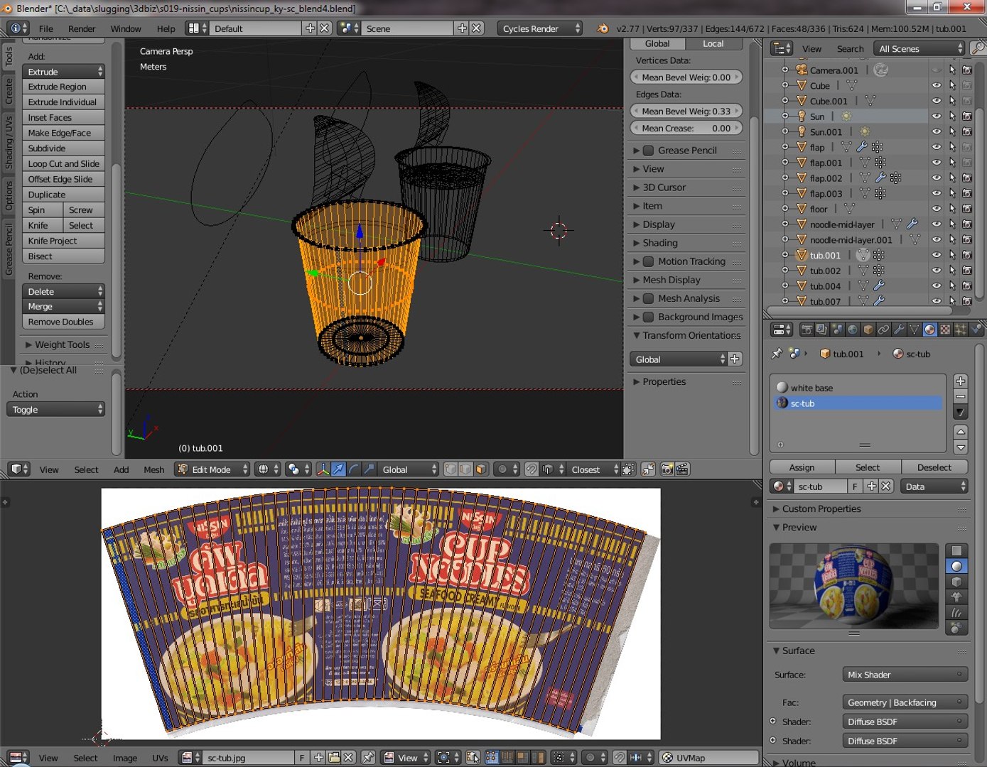 3d nissin instant cup noodles model