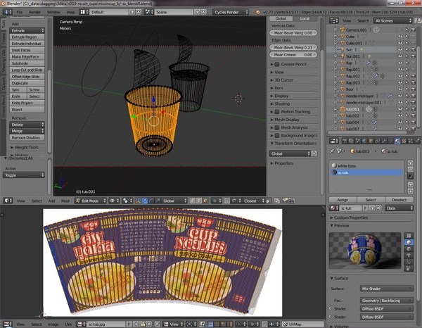 3d nissin instant cup noodles model