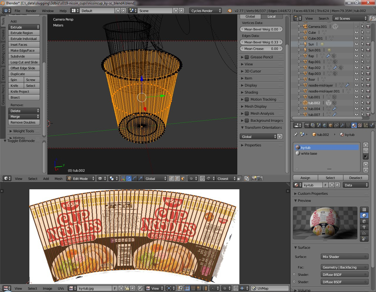 3d nissin instant cup noodles model