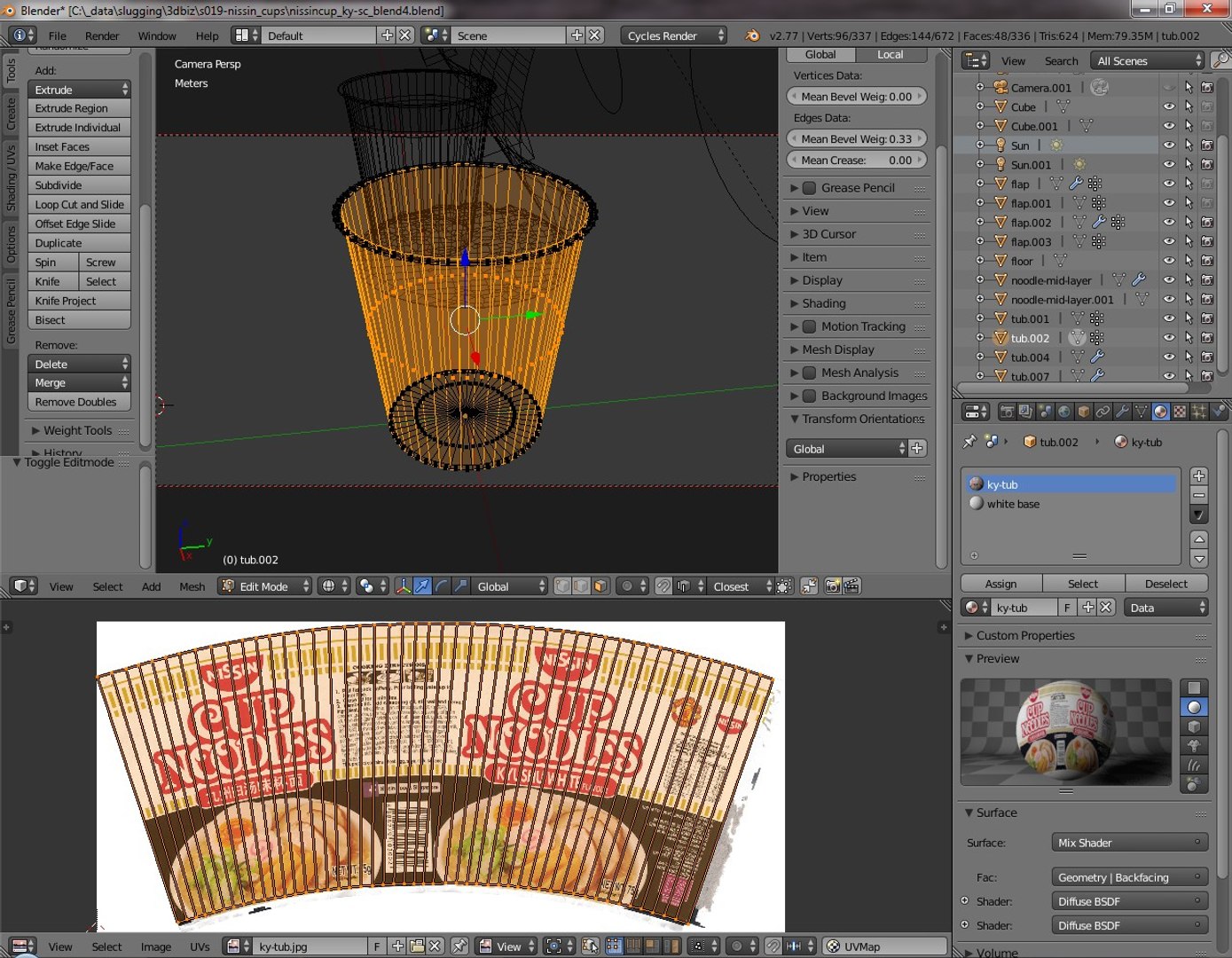 3d nissin instant cup noodles model