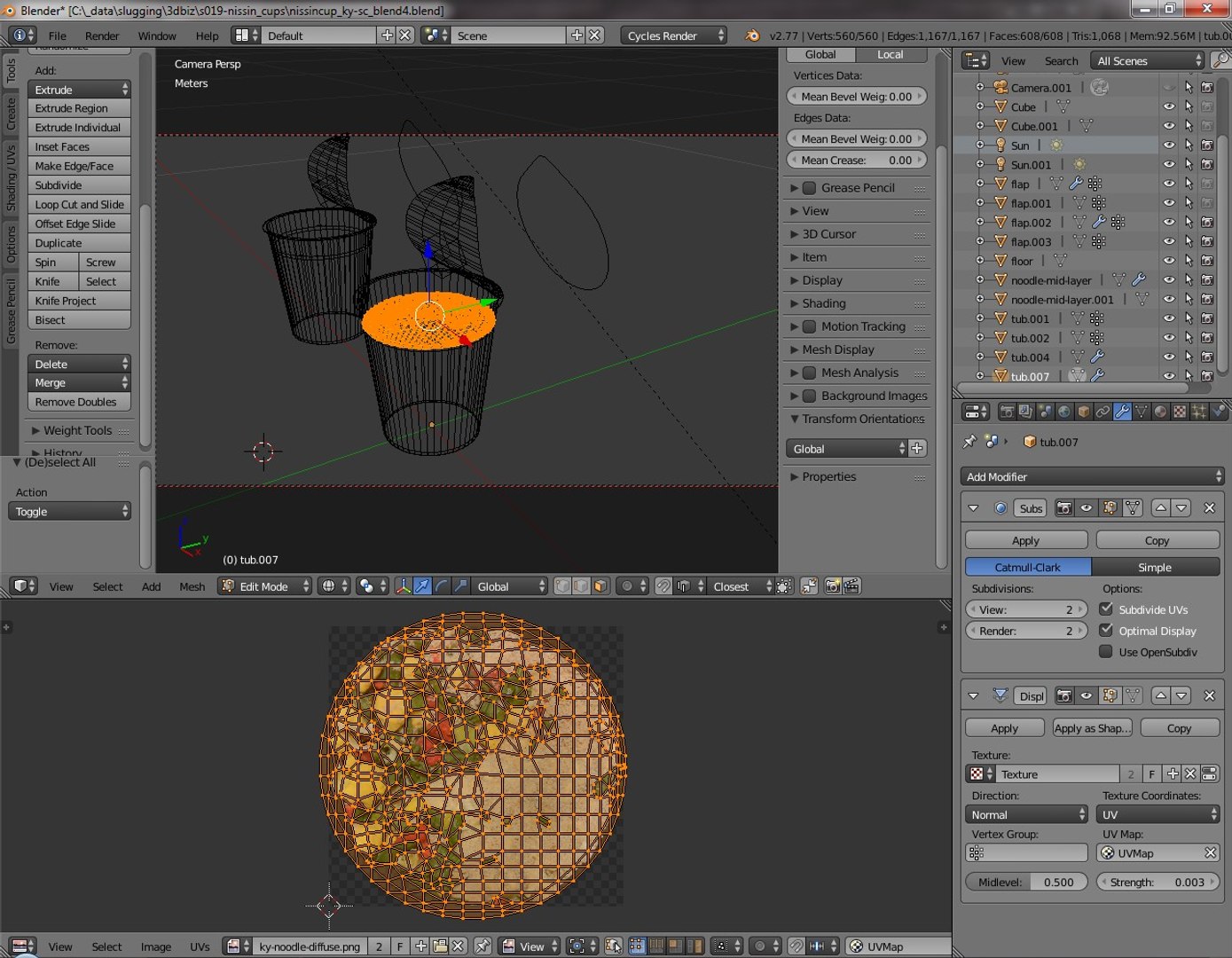 3d nissin instant cup noodles model
